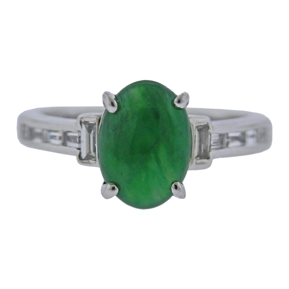 Certified Carved Natural Jade Diamond Gold Ring at 1stDibs