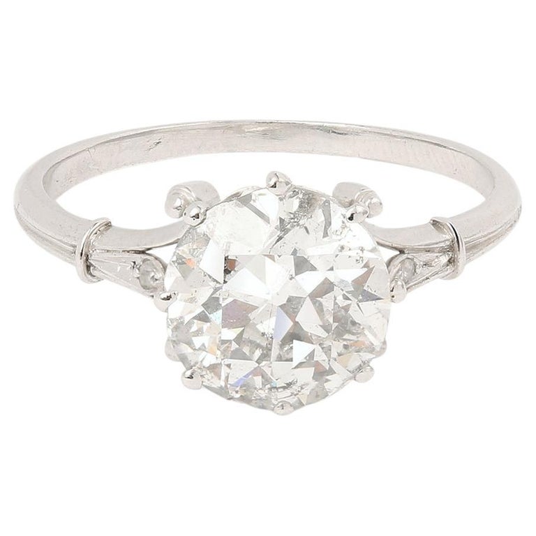 Certified 2.60 Carats Diamond 18 Carats White Gold Solitaire Ring For ...