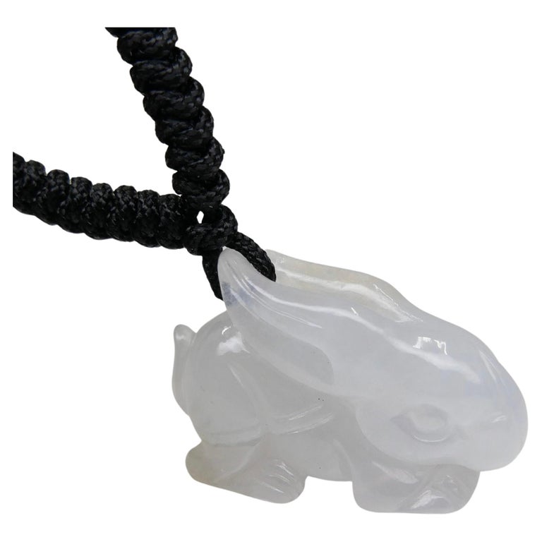 Certified 28.81 Carat Icy Jade Rabbit Pendant Necklace. Year Of The ...