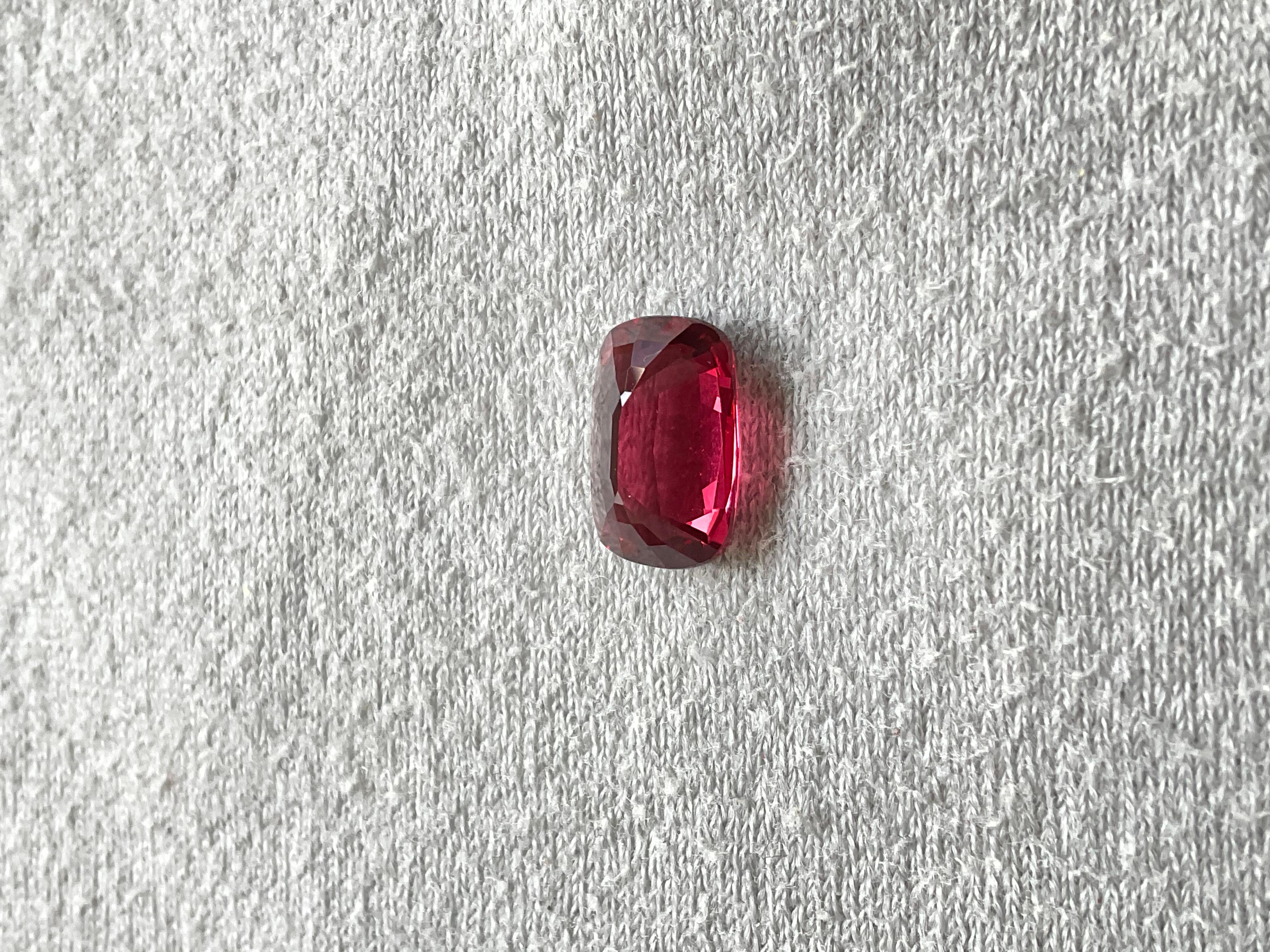 Certified 3.20 Cts vivid red Burmese spinel cutstone natural gem ...