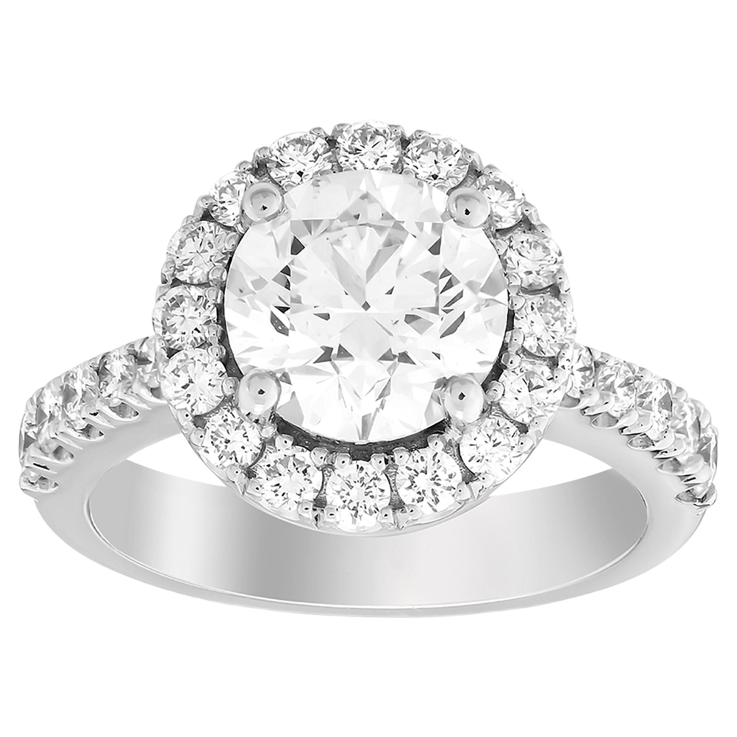 Square Halo GIA Certified Engagement Wedding Ring Set 18k White Gold 2. ...