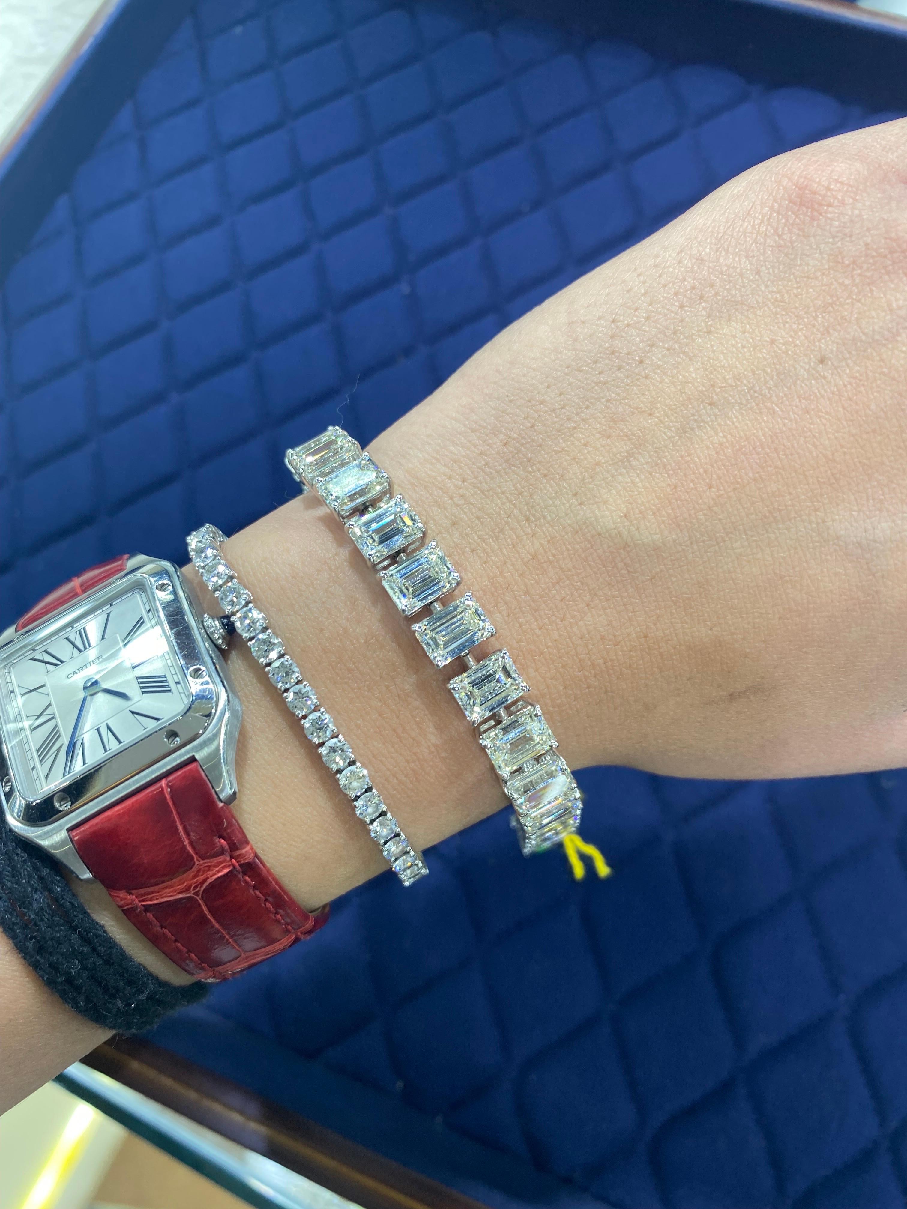 Certified 35 Carat Emerald Cut Diamond Tennis Bracelet at 1stDibs