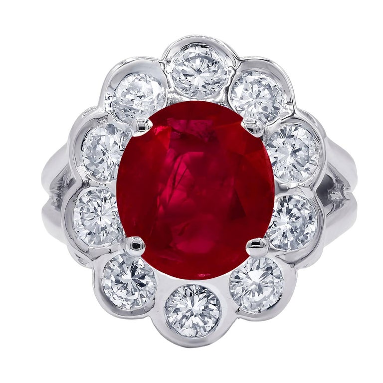 GIA Certified 4.20 Carat UNTREATED Ruby Diamond Platinum Art Deco Ring ...