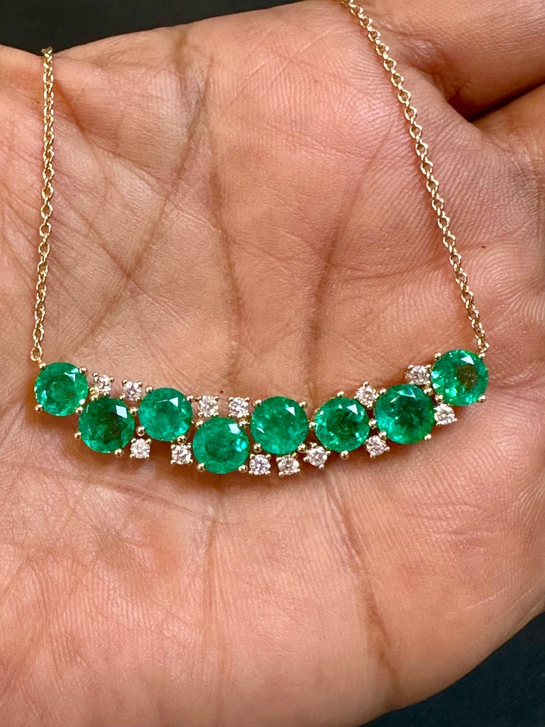 Certified 4.42ct Natural Colombian Emerald and Diamond Pendant, 18k ...