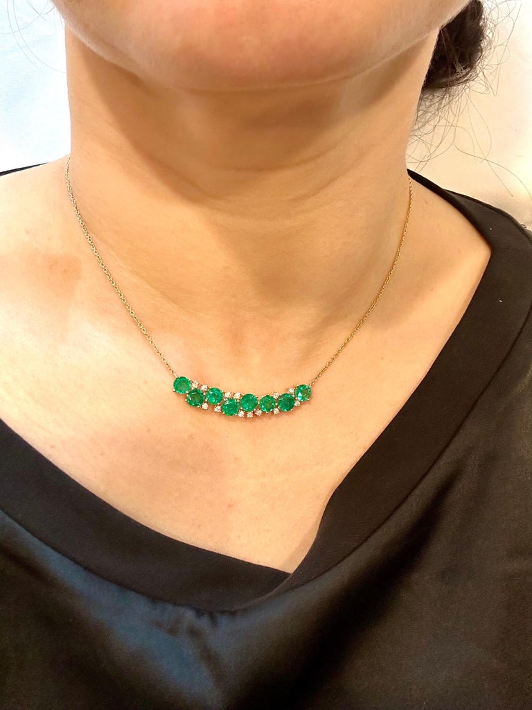 Certified 4.42ct Natural Colombian Emerald and Diamond Pendant, 18k ...