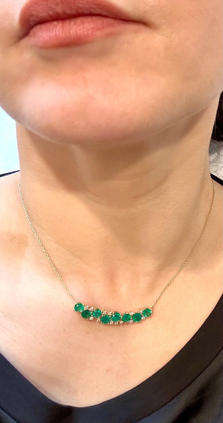 Certified 4.42ct Natural Colombian Emerald and Diamond Pendant, 18k ...