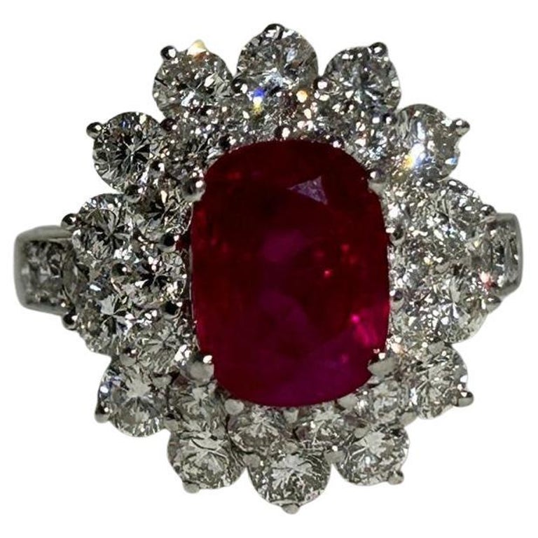 Certified 4.80 Carat Myanmar Burma Ruby Diamond Ring For Sale at 1stDibs