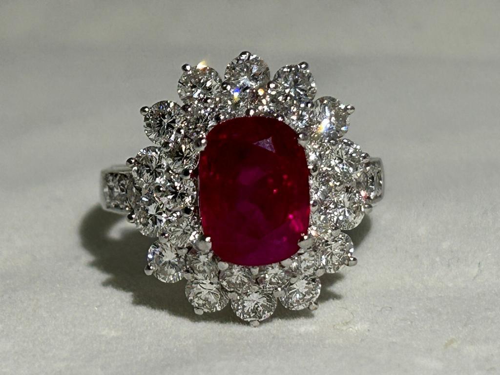 Certified 4.80 Carat Myanmar Burma Ruby Diamond Ring For Sale at 1stDibs | ruby diamond drawing ...