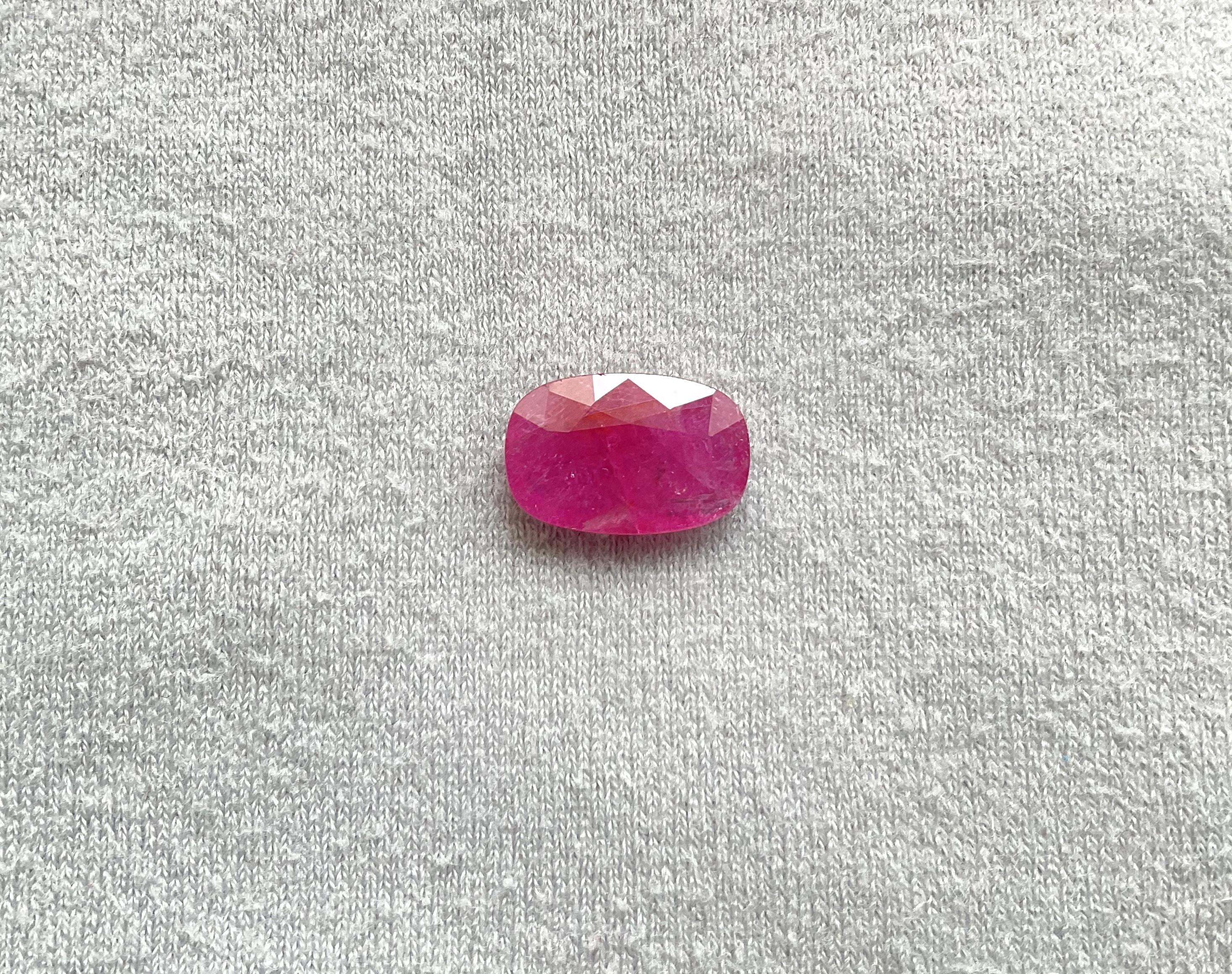 Certified 5.76 Carats Mozambique Ruby Cushion Faceted Cut stone No Heat ...