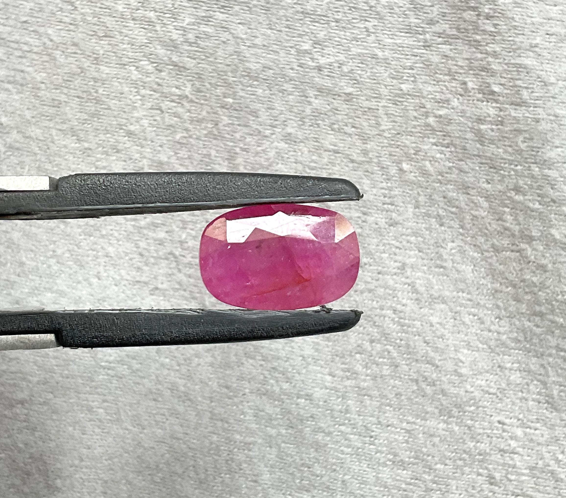 Certified 5.76 Carats Mozambique Ruby Cushion Faceted Cut stone No Heat ...