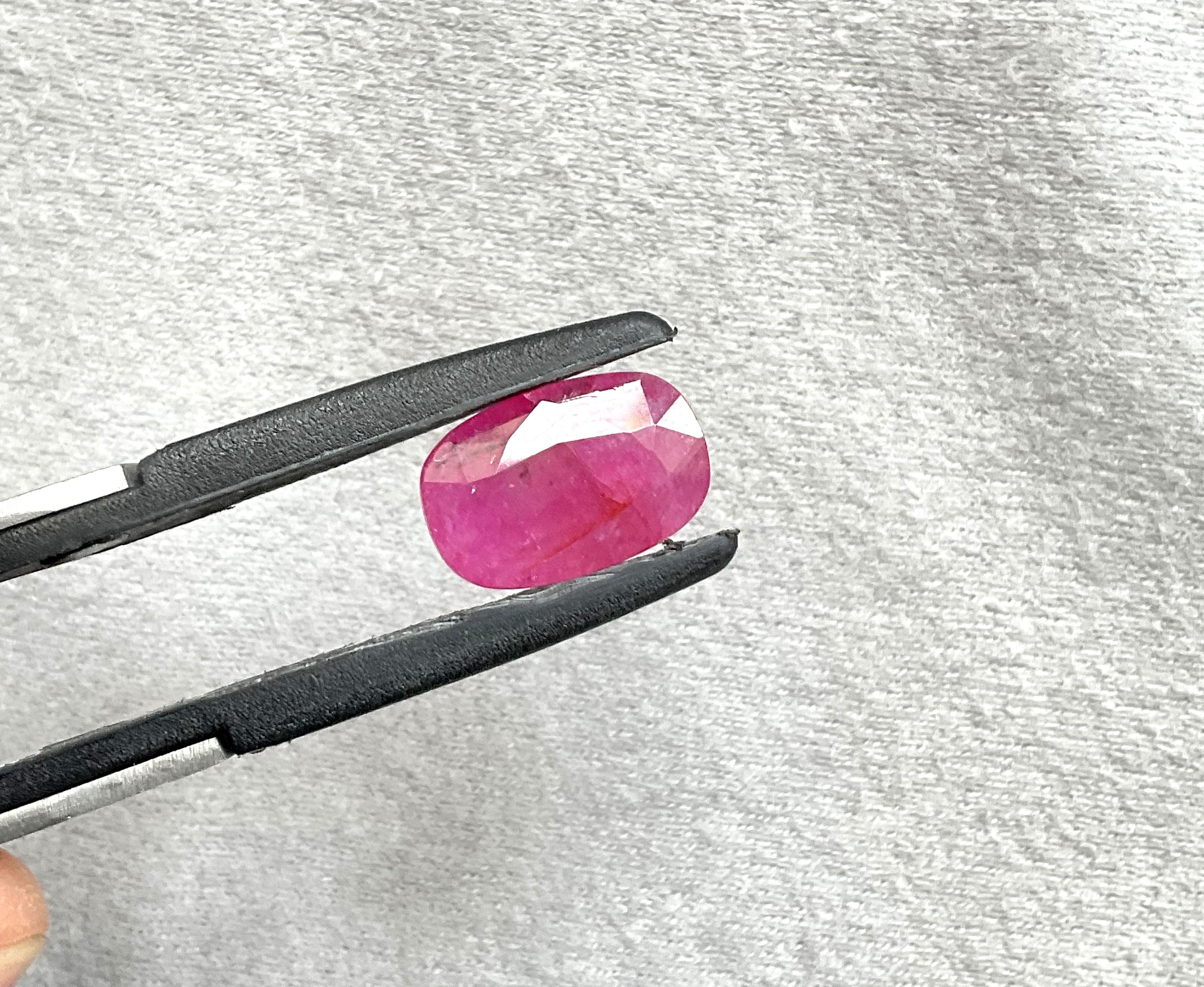 Certified 5.76 Carats Mozambique Ruby Cushion Faceted Cut stone No Heat ...