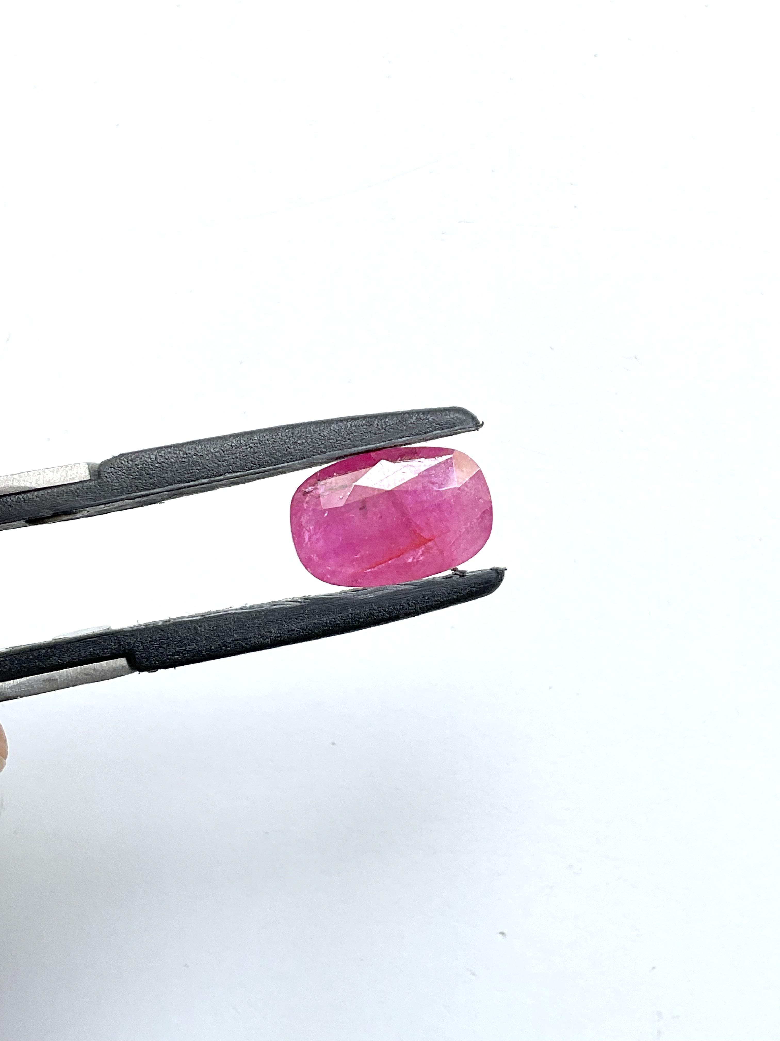 Certified 5.76 Carats Mozambique Ruby Cushion Faceted Cut stone No Heat ...