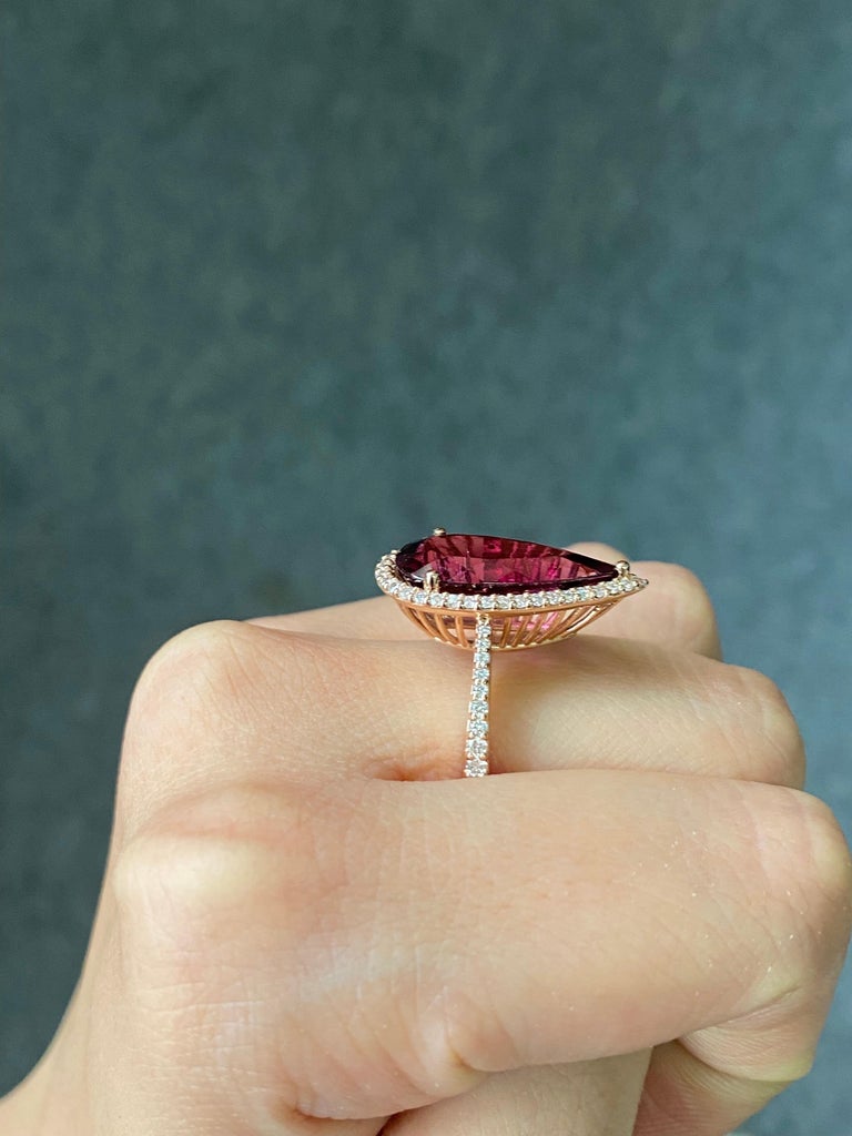 Certified 7.15 Carat Pink Tourmaline Rubellite Engagement Ring For Sale ...