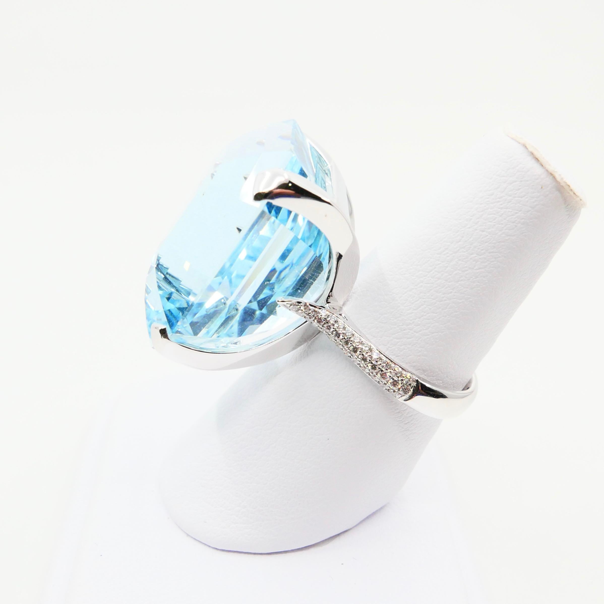 Certified Asscher Cut Aquamarine 55.73 Carat and Diamond Statement ...