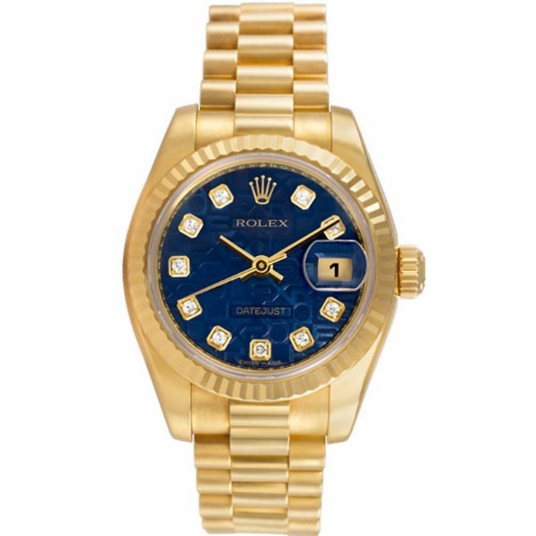 Certified Authentic Rolex Datejust 21240, Gold Dial For Sale at 1stDibs