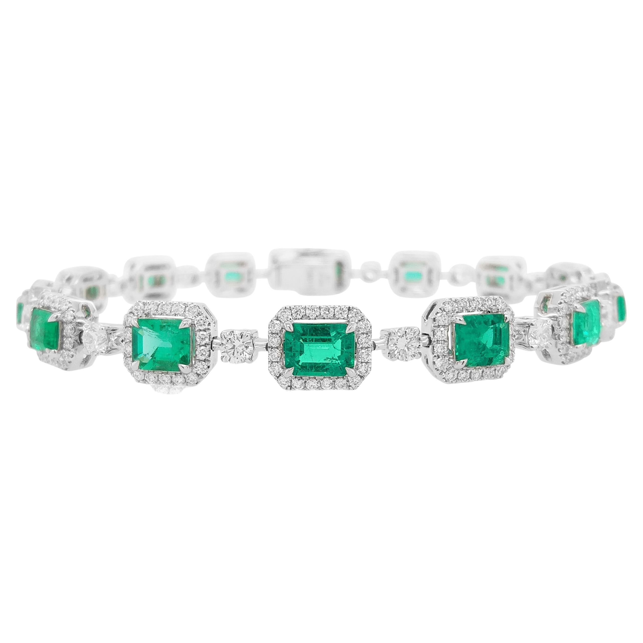 Certified Colombian Emerald 18K Gold Bracelet at 1stDibs