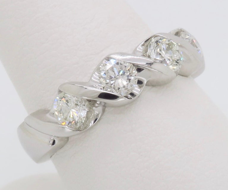 Certified Diamond Ribbon Style Band For Sale at 1stDibs