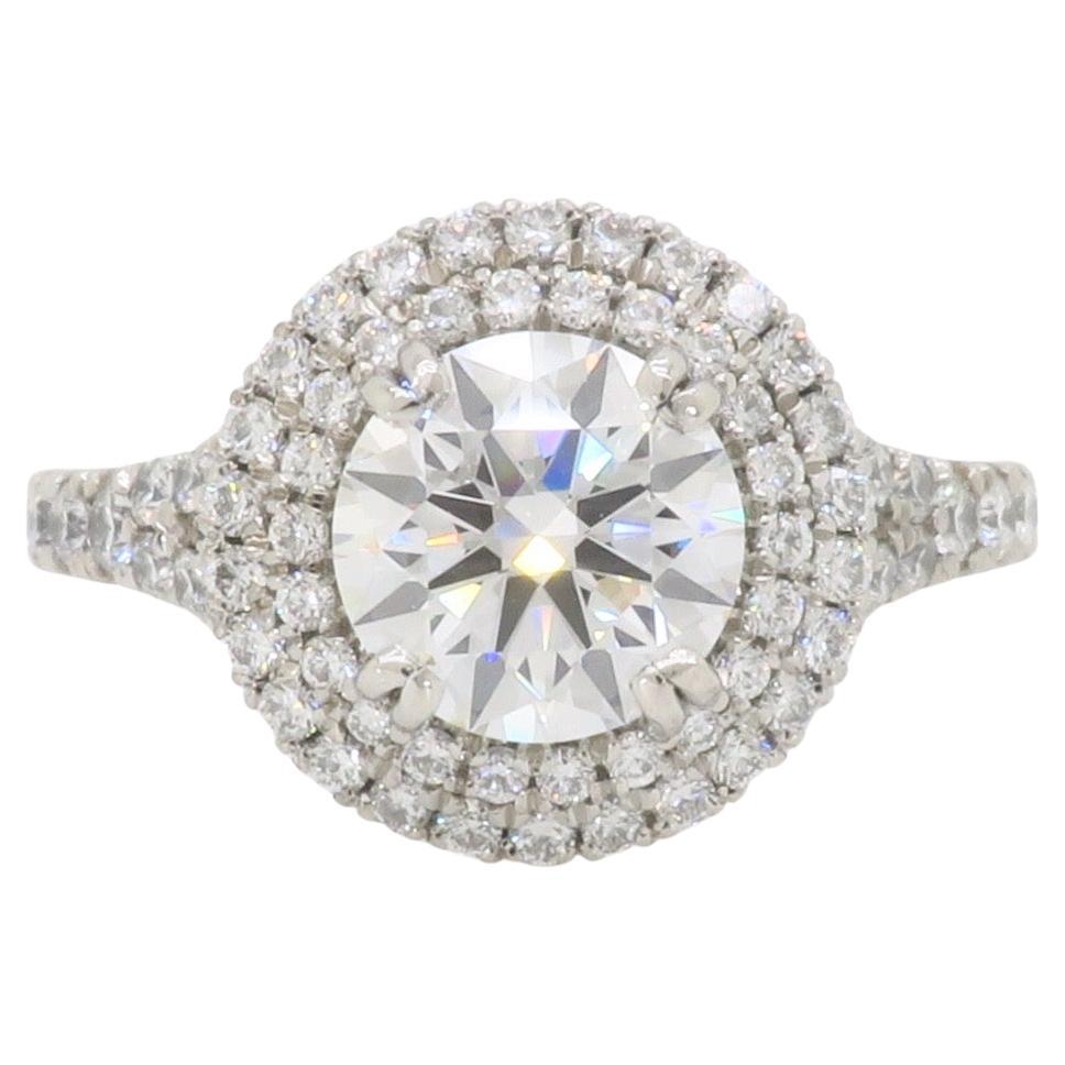 GIA Certified Double Halo Round Engagement Ring For Sale at 1stDibs ...