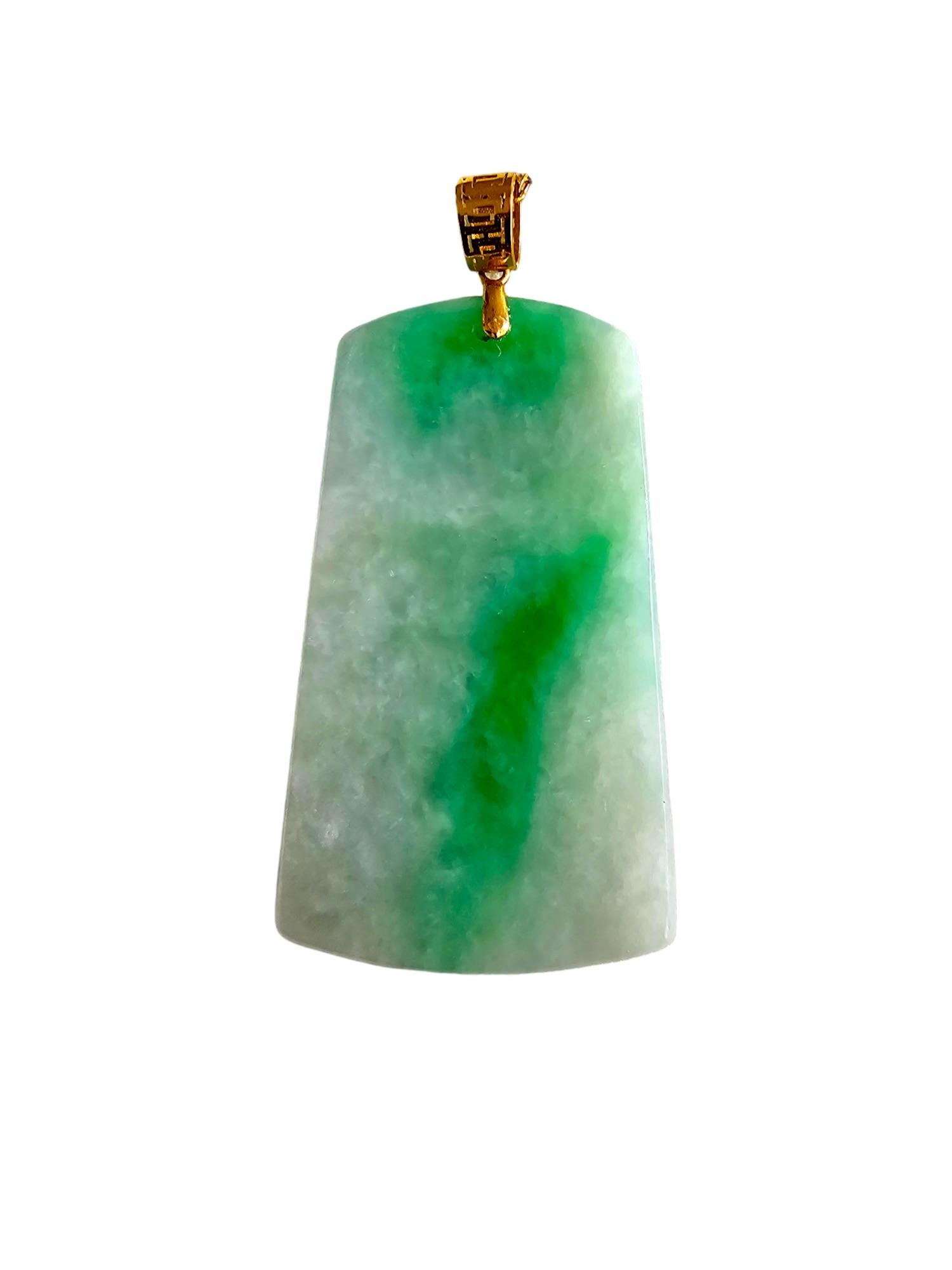 Certified Dragon Carving Burmese Green A-Jade Jadeite Pendant w/ 18K ...