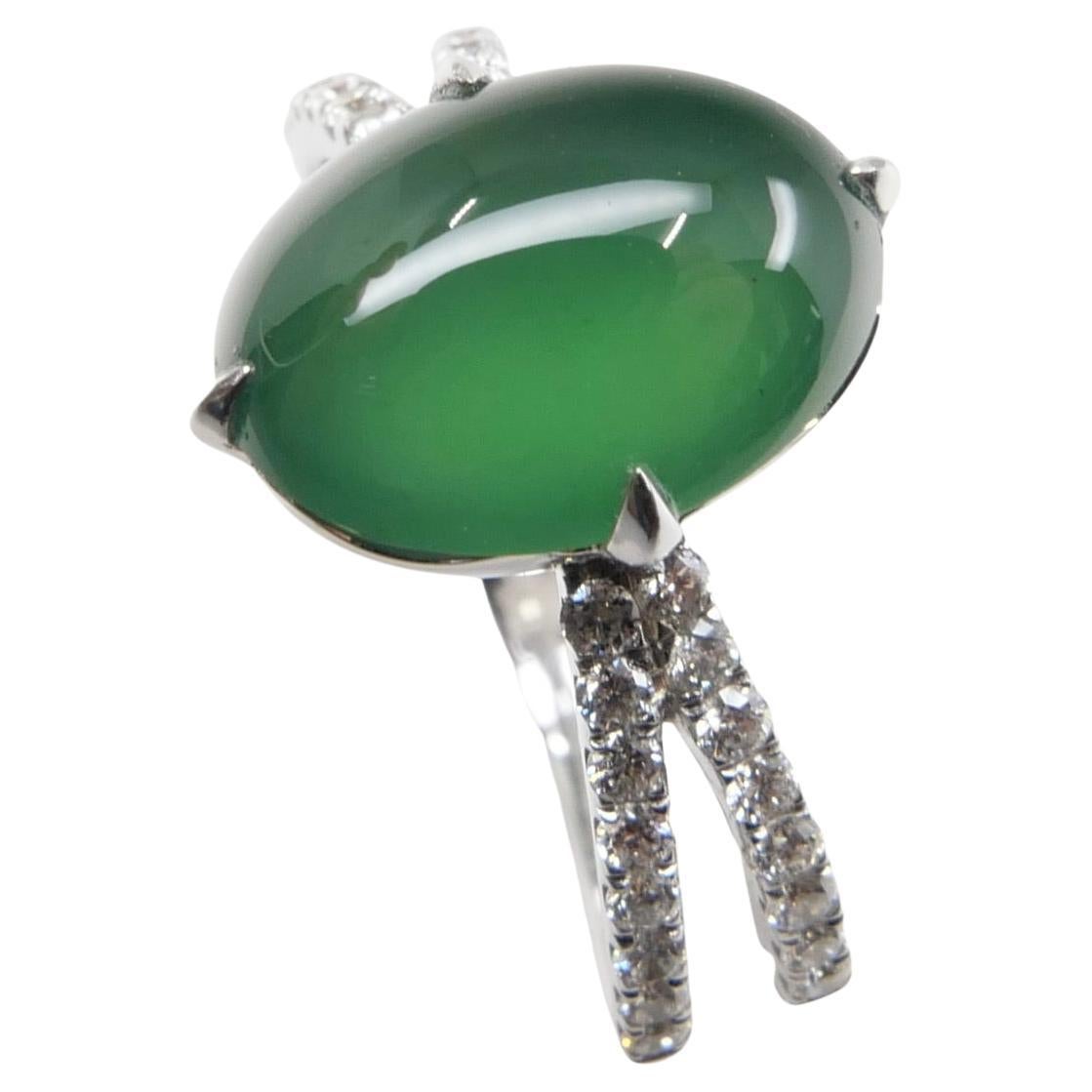 Certified Type A Jadeite Jade and Diamond Cocktail Ring, Best Imperial ...