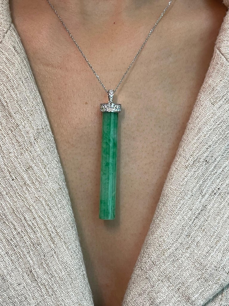 Certified Jadeite Jade 38.51 Carats and Diamond Pendant Drop Necklace ...