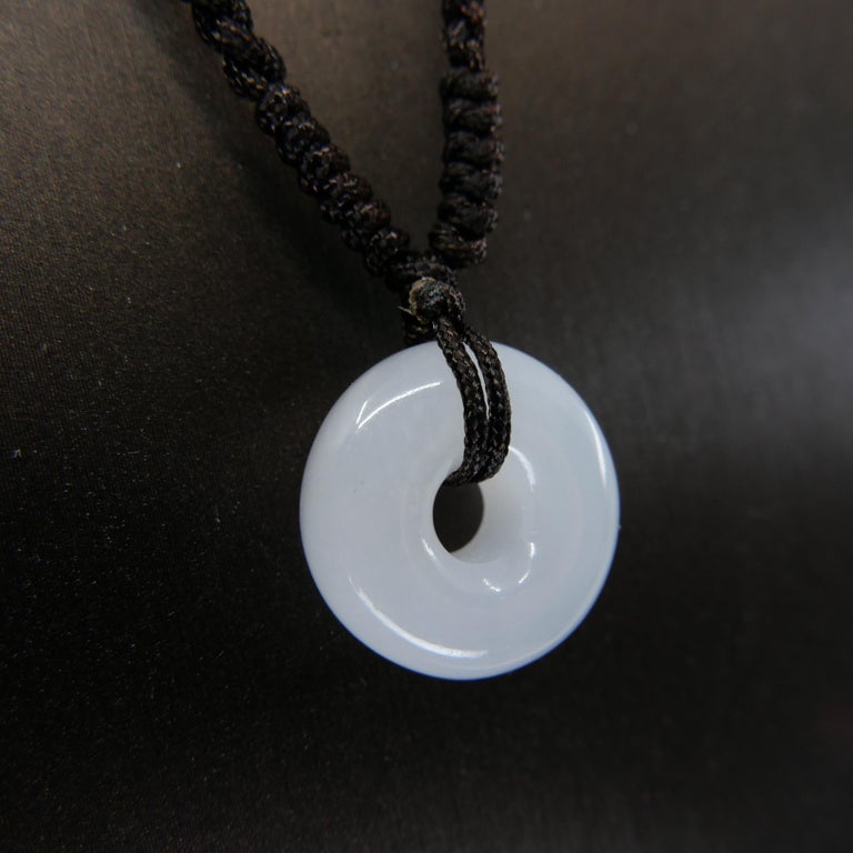 Certified Jadeite Jade Donut, Peace Buckle Pendant, Unusual Pure Color ...