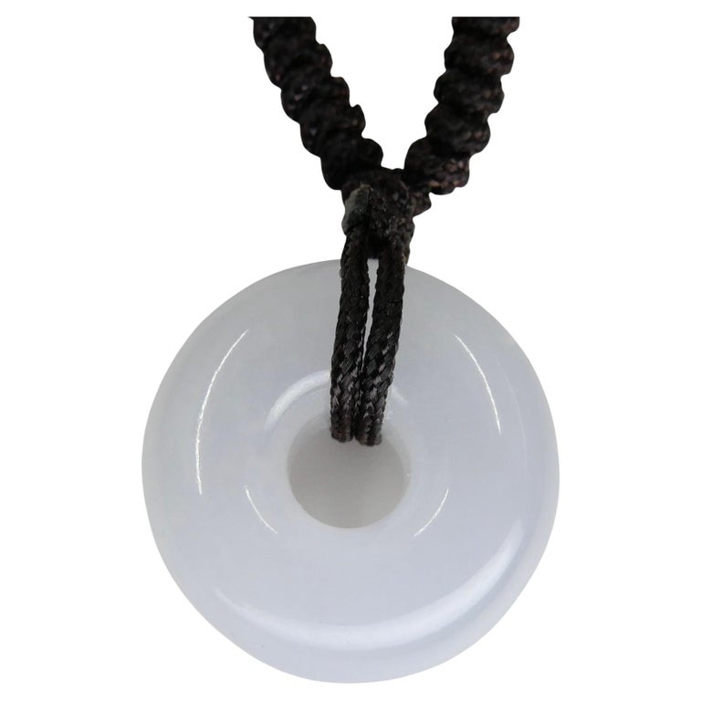 Certified Jadeite Jade Donut, Peace Buckle Pendant, Unusual Pure Color ...