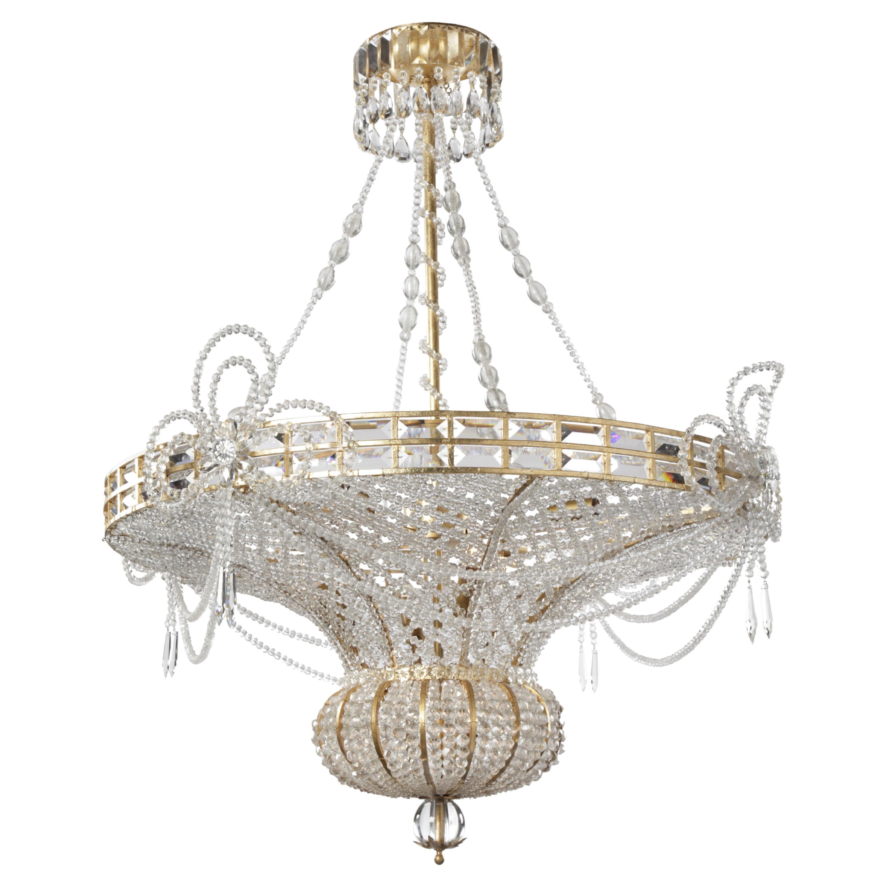 Iron and Crystal Chandelier at 1stDibs