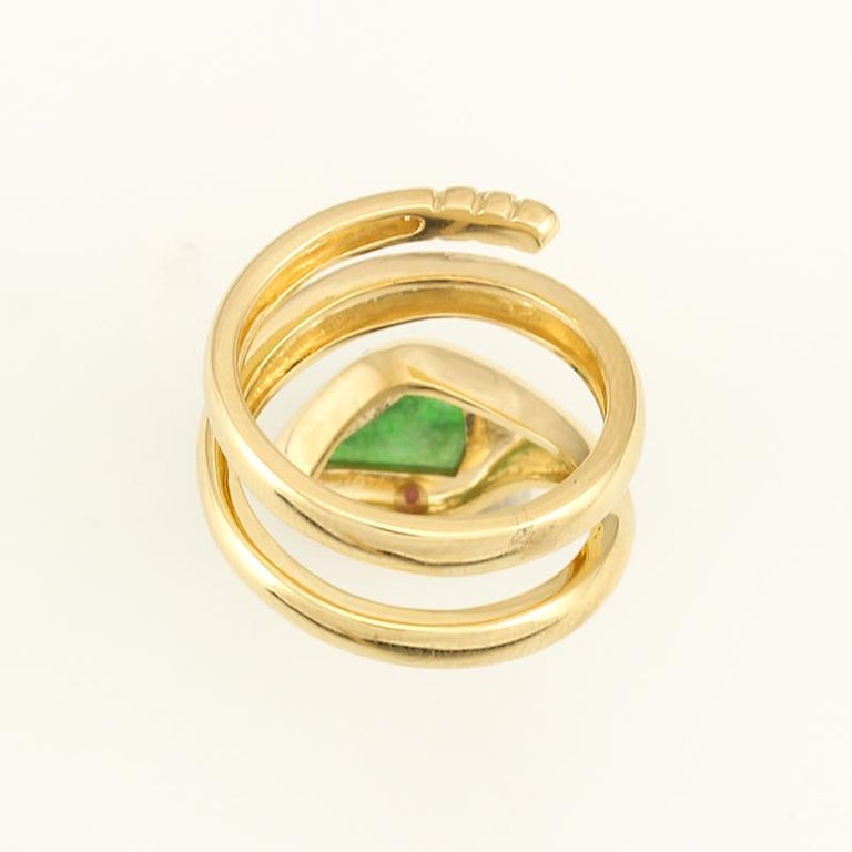 Certified Mason-Kay Jade Designer Natural Jadeite Designer Snake Ring ...