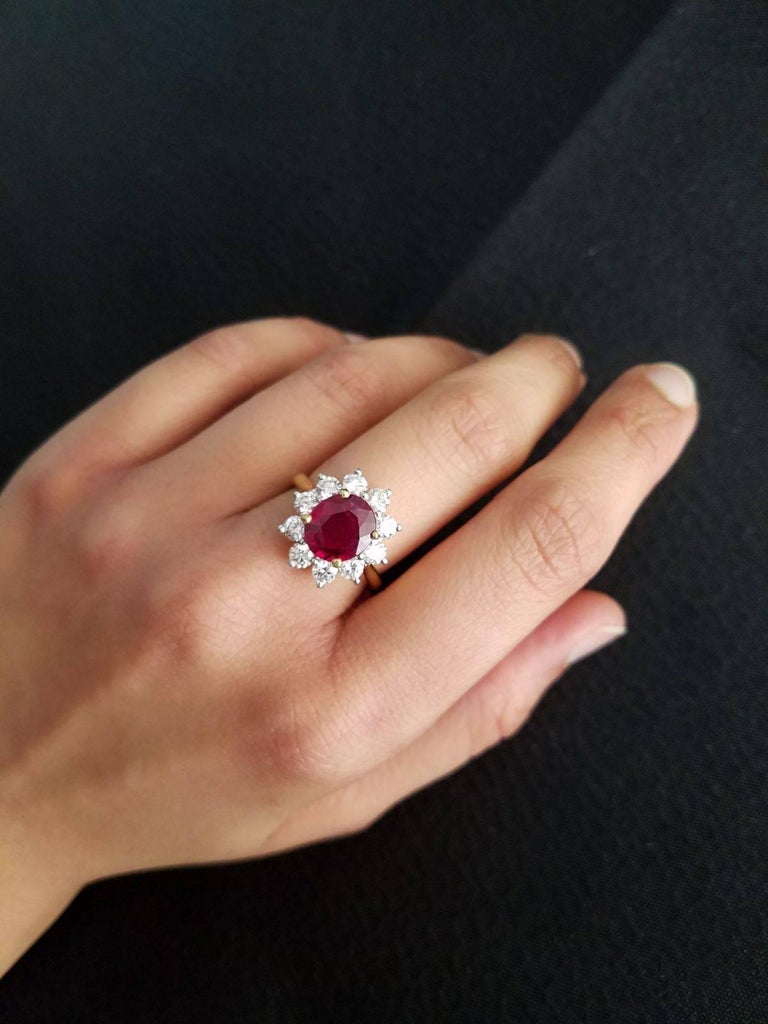 Certified 3 carat Mozambique Ruby and Diamond Cocktail Ring at 1stDibs ...