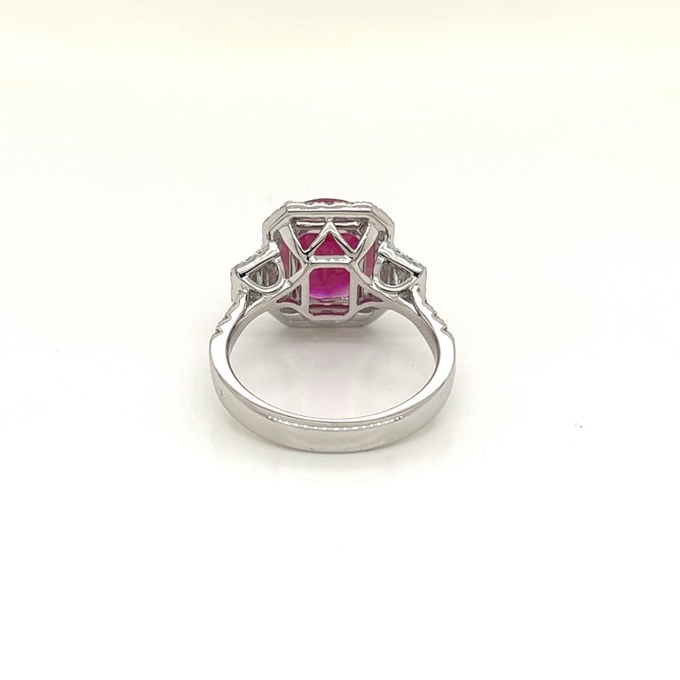 Certified Mozambique Ruby and Diamond Ring in 18 Karat White Gold For ...