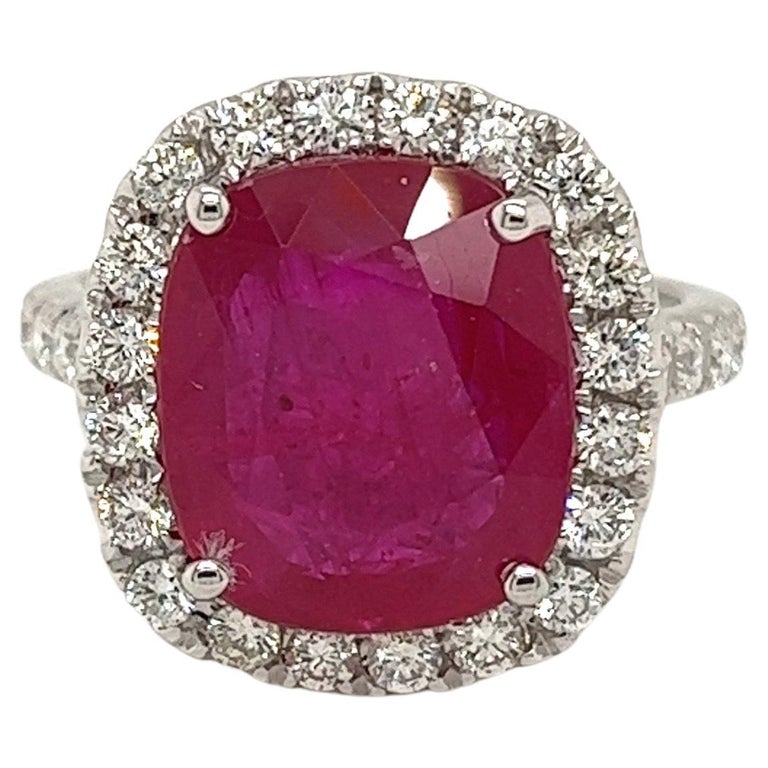 Certified Mozambique Ruby and Diamond Ring in 18 Karat White Gold For ...