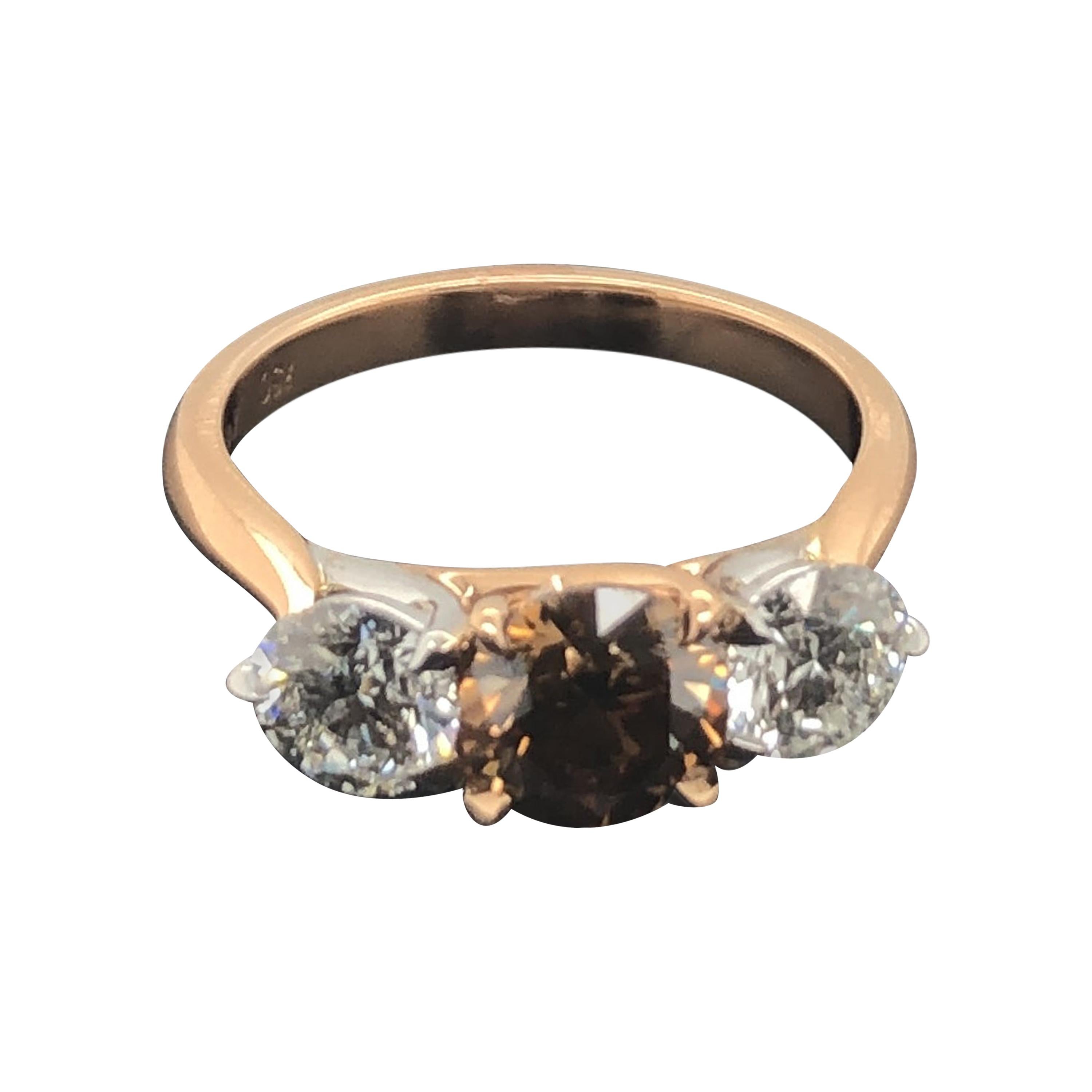 Certified Natural 1.05 Carat Cognac and White Diamond Trilogy ...