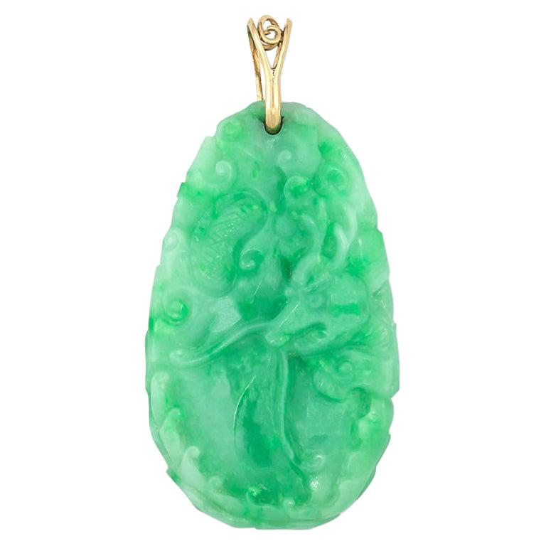 Certified Natural Green Jadeite Jade Imperial Color Endless Knot Carved ...