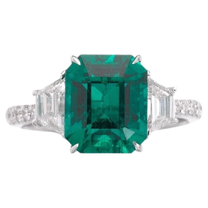 Customizable Minimalist Emerald Engagement Ring, Diamond Statement Ring ...