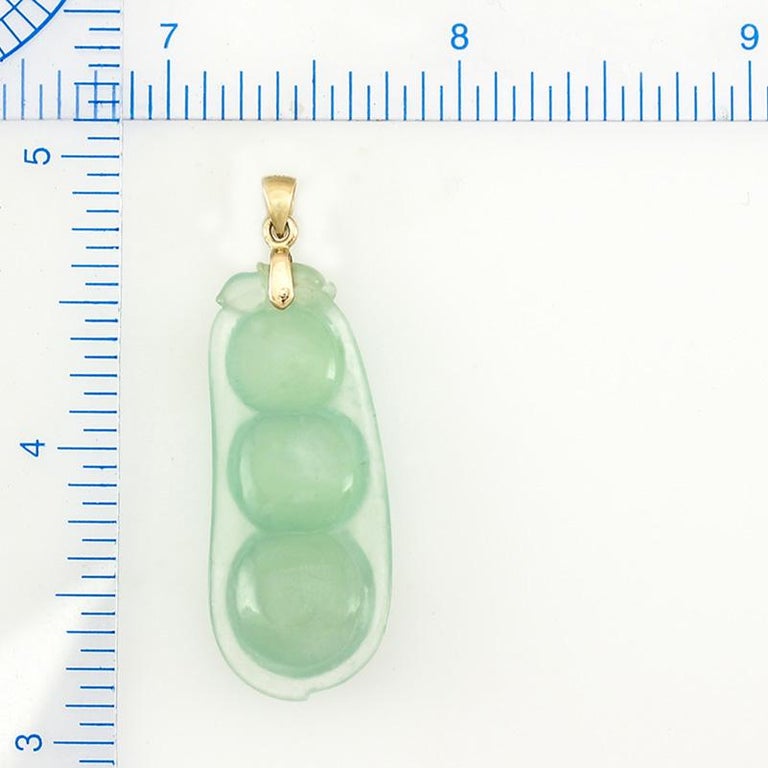 Certified Natural Icy Green Jade Pea Pod Pendant For Sale at 1stDibs ...