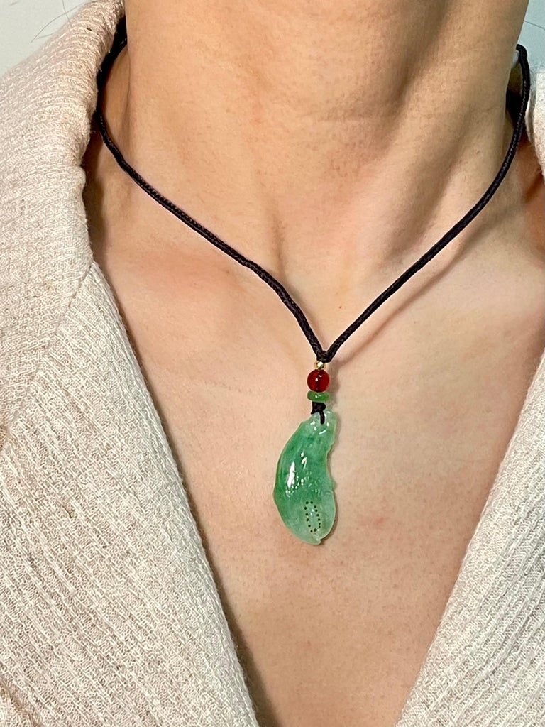 Certified Natural Jadeite Jade Crab Claw Icy Apple Green For Sale at ...