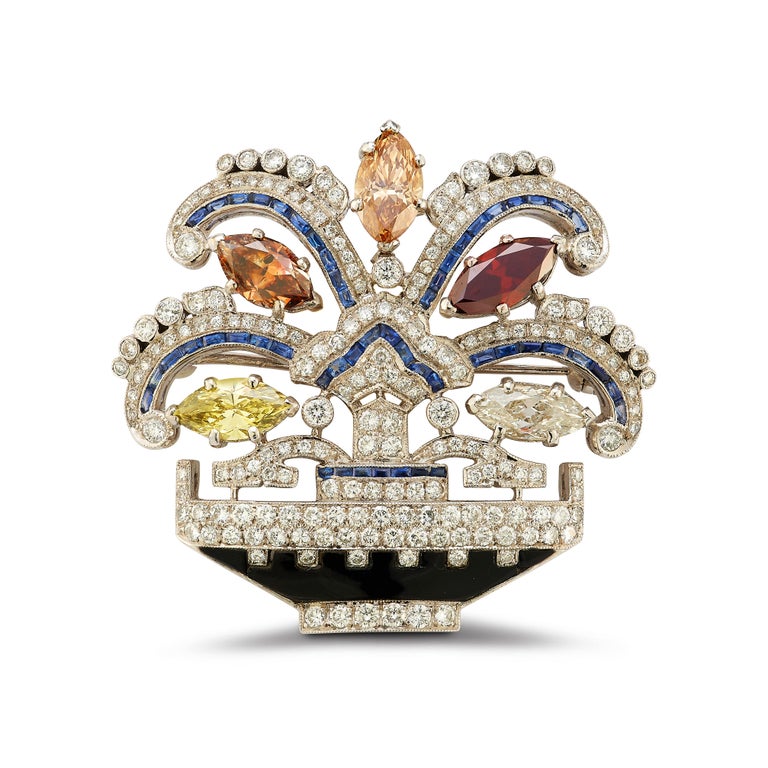 Certified Natural Multicolor Fancy Diamond Brooch For Sale at 1stDibs