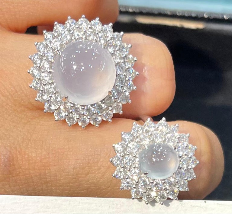 Certified Natural Type A Icy Jadeite Jade and Diamond Cocktail Ring ...