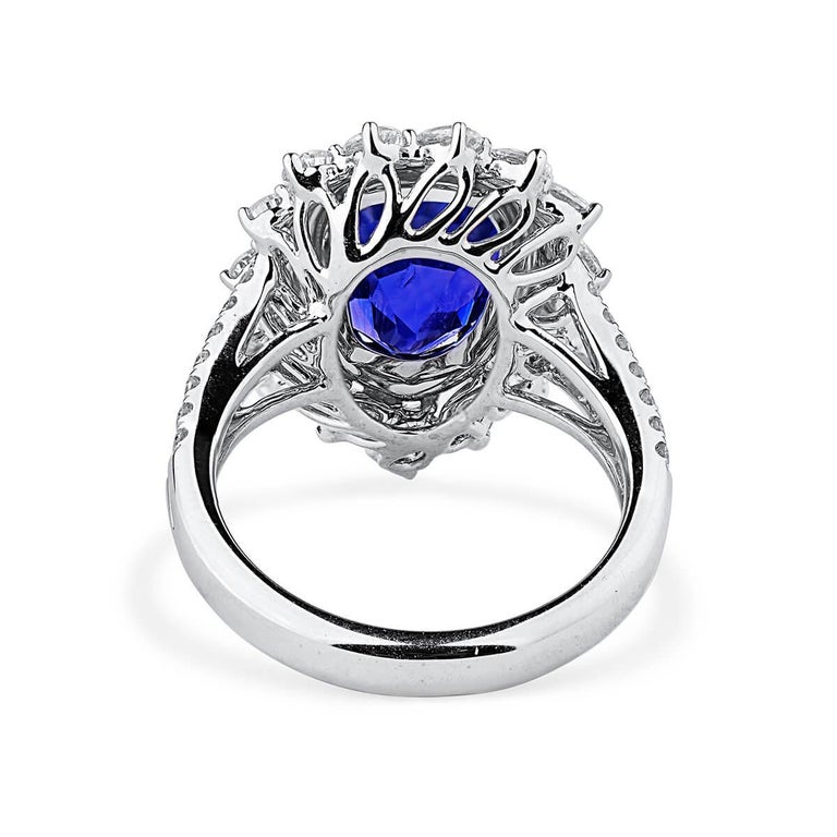 Certified Natural Unheated Blue Sri-Lanka Sapphire and Diamond 6.40 ...