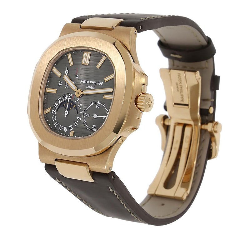 Certified, Patek Philippe Nautilus Moon Phase Rose Gold Watch 5712R-001 ...