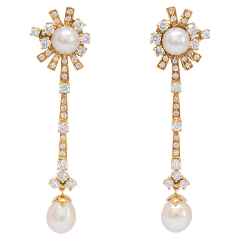 Certified Pinctada Radiata Drop and Button Pearls in 18k Yellow Gold ...