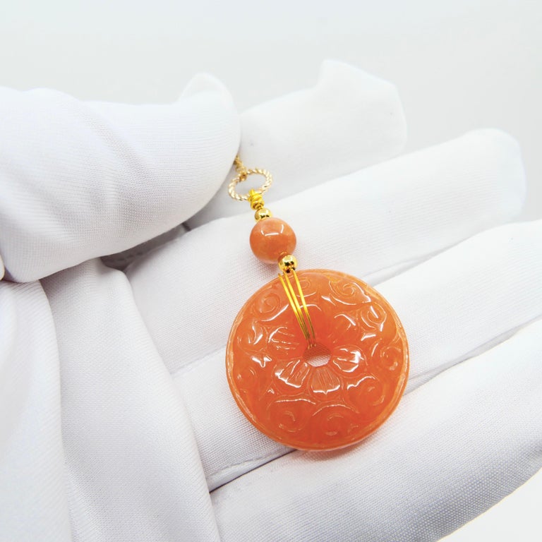 Certified Red Jadeite Jade Pendant Drop Necklace, Hand Gold Wiring ...