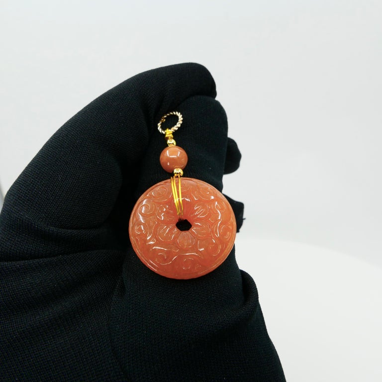 Certified Red Jadeite Jade Pendant Drop Necklace, Hand Gold Wiring ...