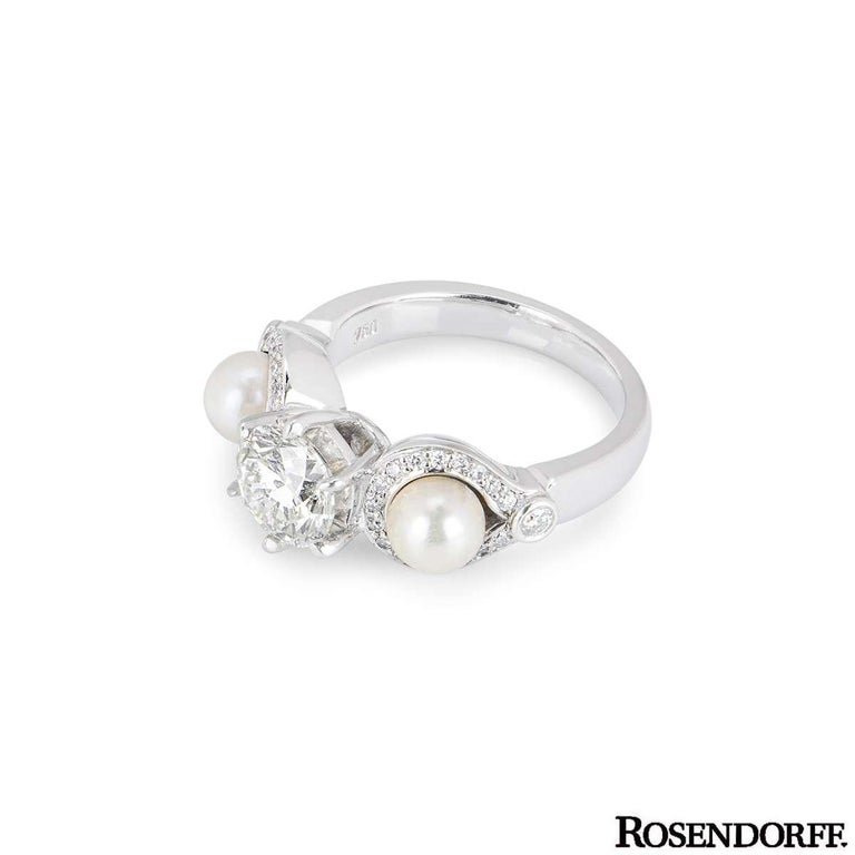 Certified Rosendorff Diamond and Pearl Ring 1.20 Carat For Sale at ...