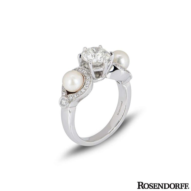 Certified Rosendorff Diamond and Pearl Ring 1.20 Carat For Sale at ...