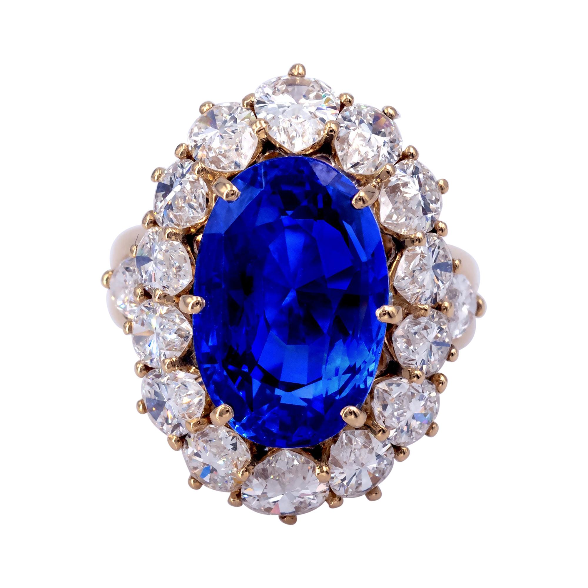 Cartier Ring Royal Blue Sapphire Emerald Cut and Diamonds Baguettes For ...