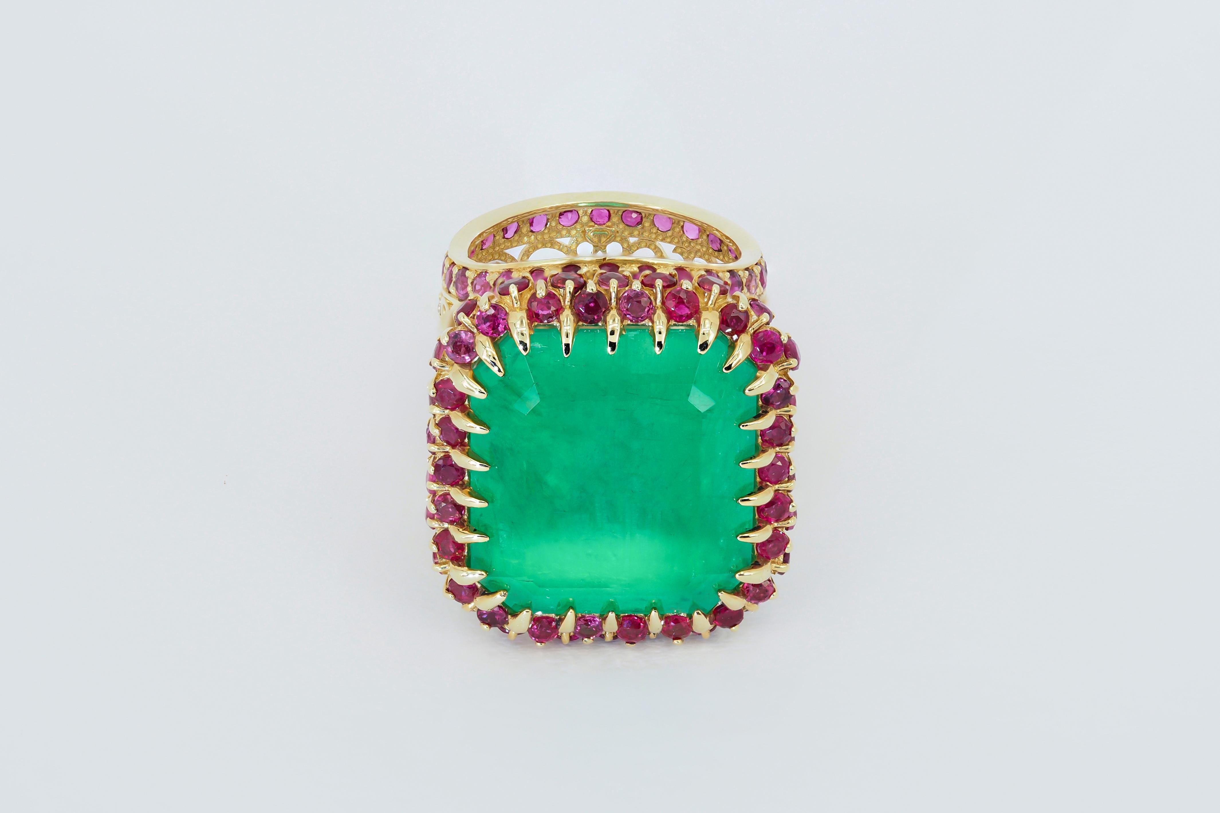 Certified Russian Ural 31.15 Ct Emerald Statement Ring For Sale at ...