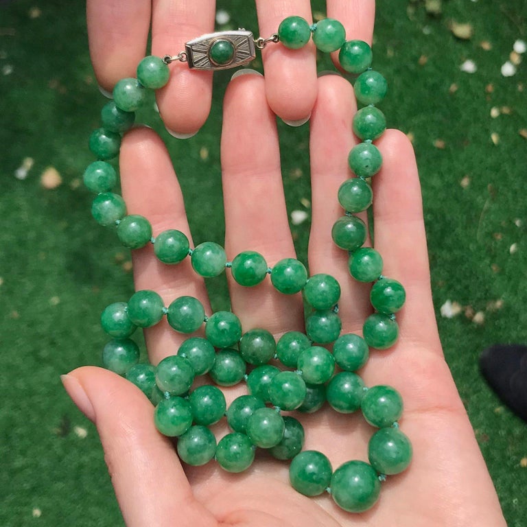 Certified Top Quality Natural A-Jadeite Necklace of 53 Beads '67.51 ...