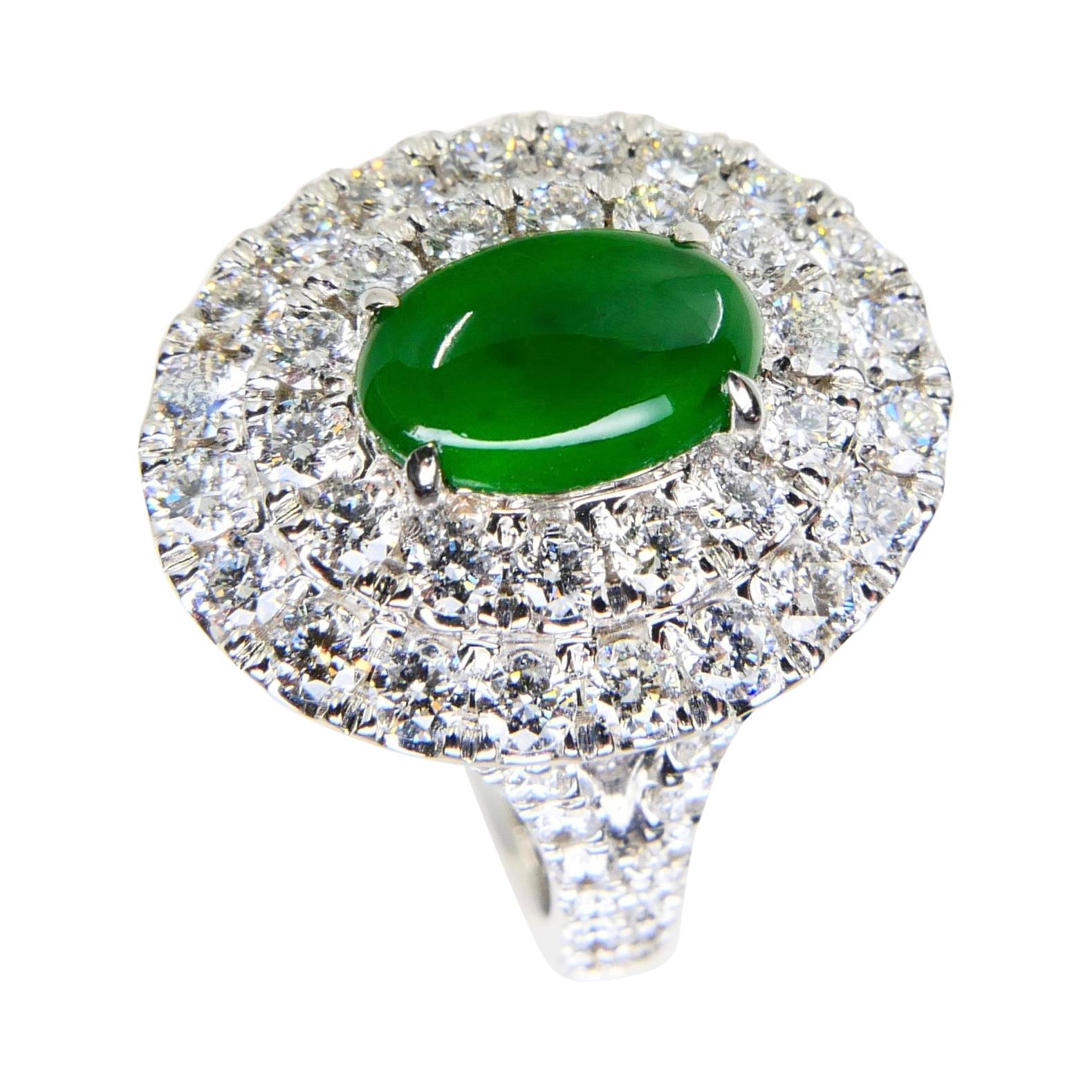 Certified Type A Jadeite Jade and Diamond Cocktail Ring, Close to ...